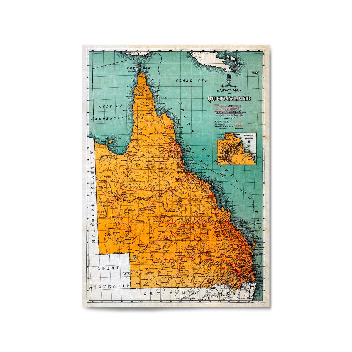 1956 Railway Map of Queensland – Vintage Maps