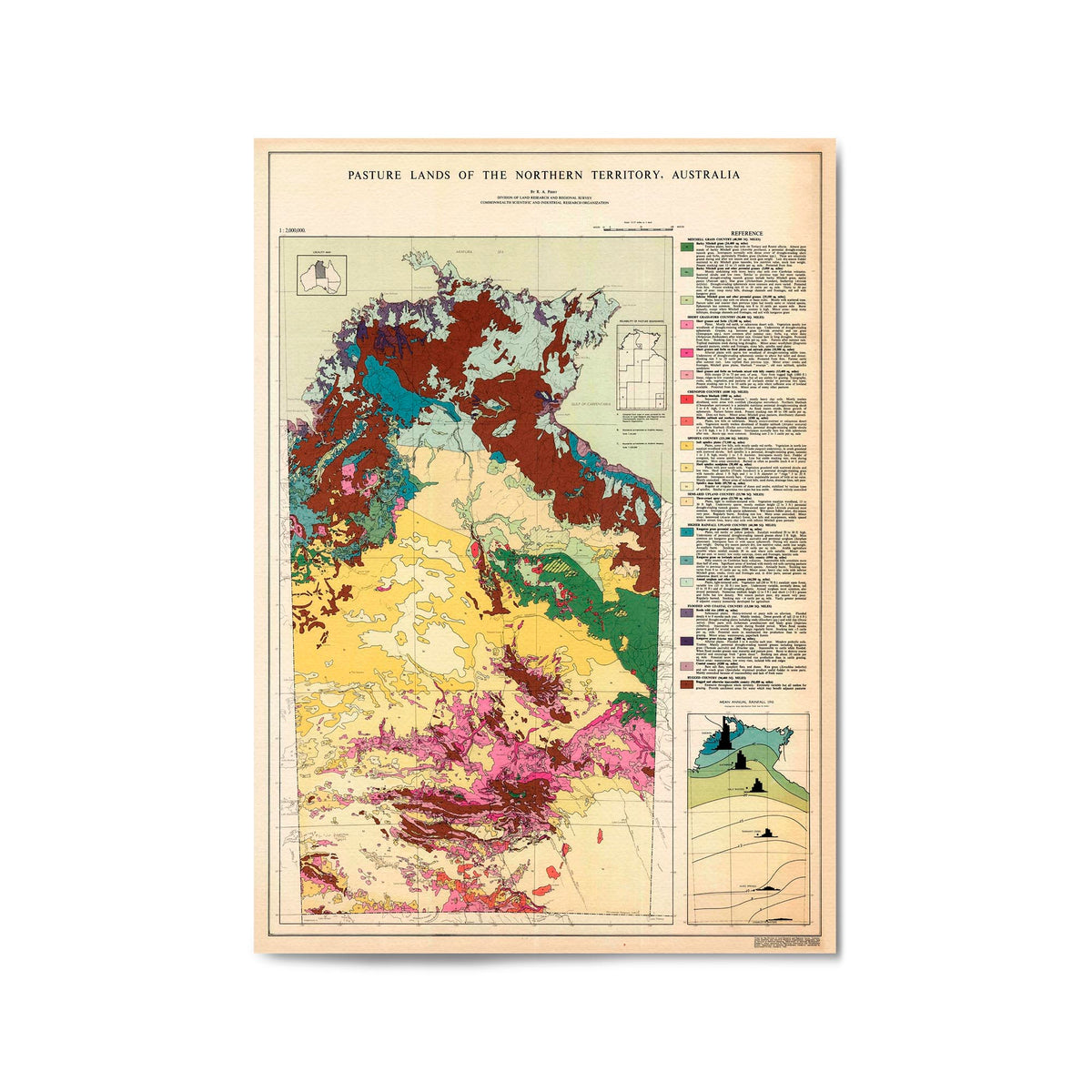 1960 Pasture Lands Map of the Northern Territory – Vintage Maps