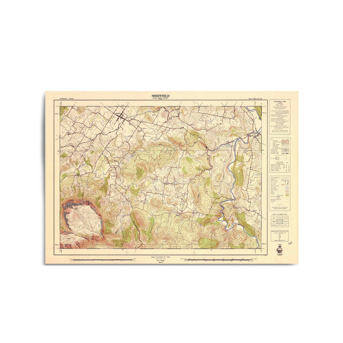 1957 Map of Sheffield & Surrounds, Tasmania – Vintage Maps
