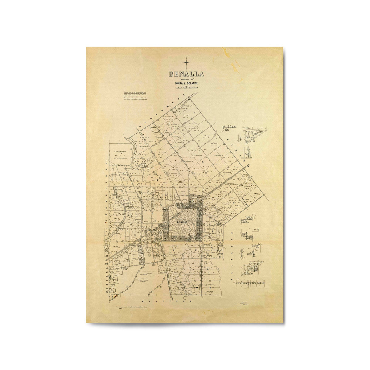 1953 Vintage Map of Benalla, Victoria Australia – Vintage Maps