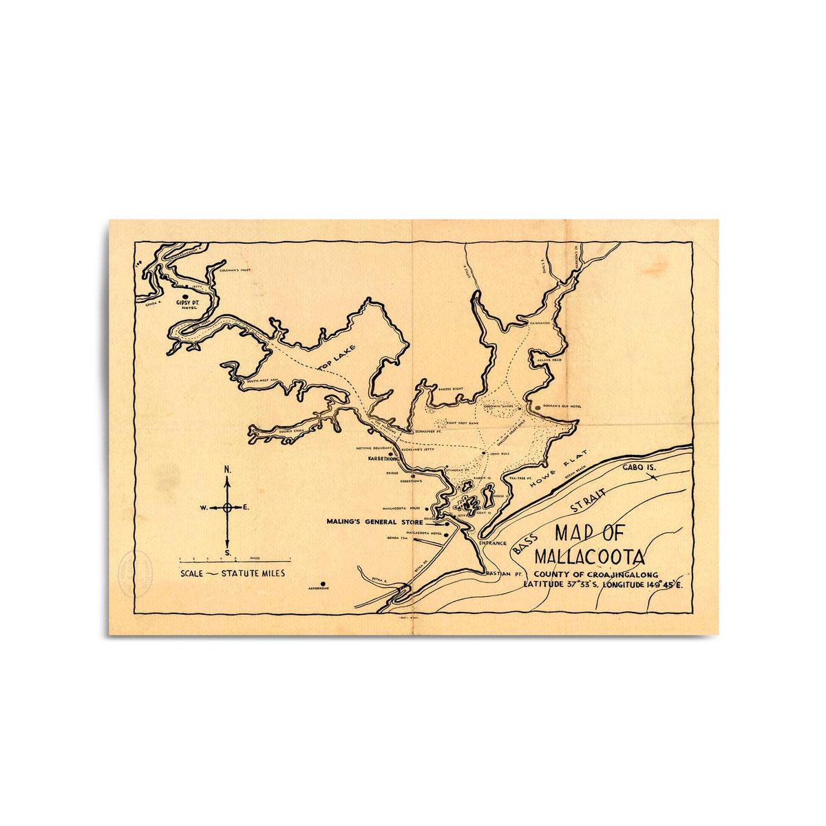 1940's Vintage Map of Mallacoota, Victoria Australia – Vintage Maps
