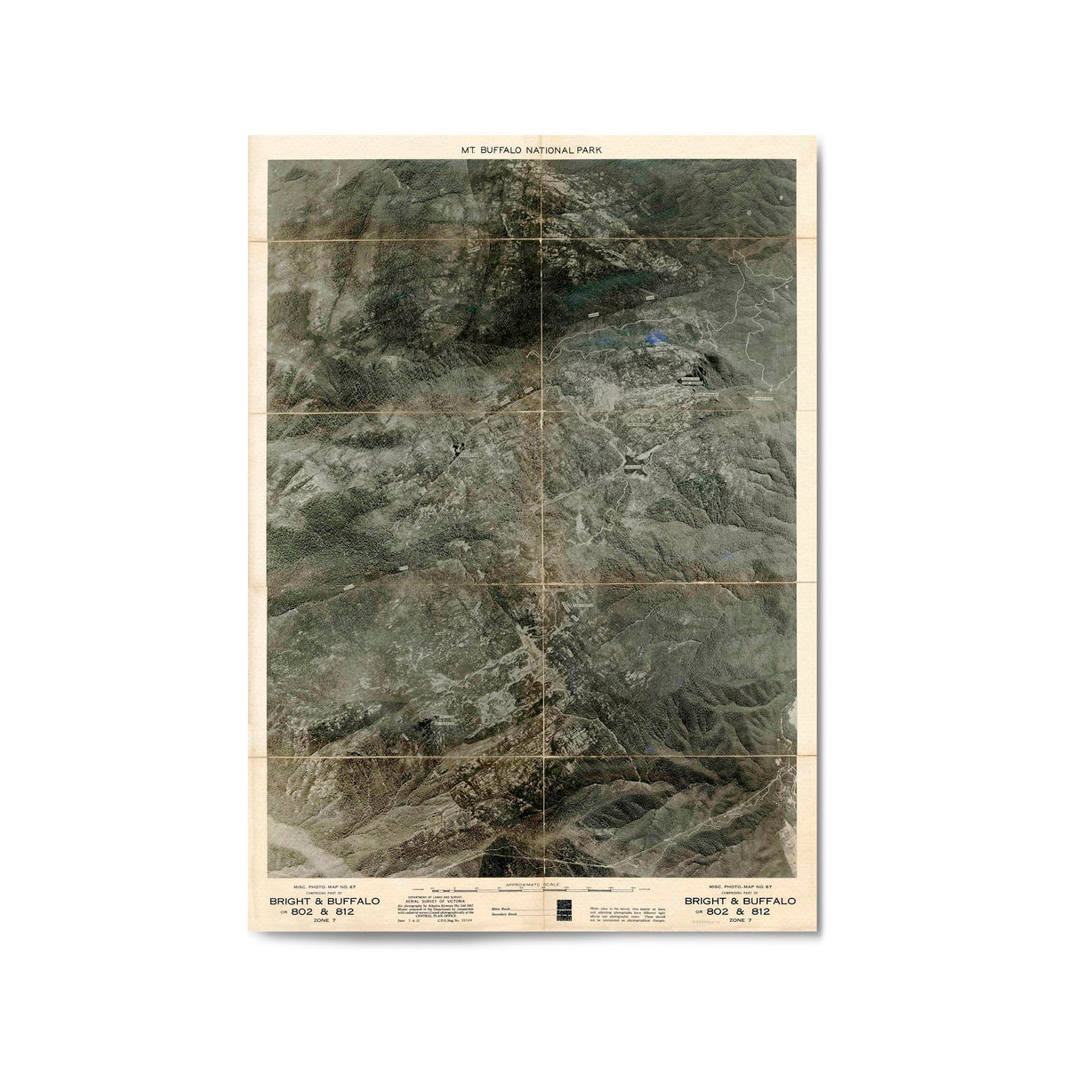 1957 Vintage Aerial Map of Bright & Surrounds, Victoria – Vintage Maps