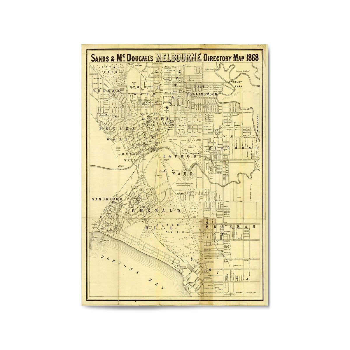 1868 Sands & McDougall Directory Map of Melbourne, Victoria – Vintage Maps