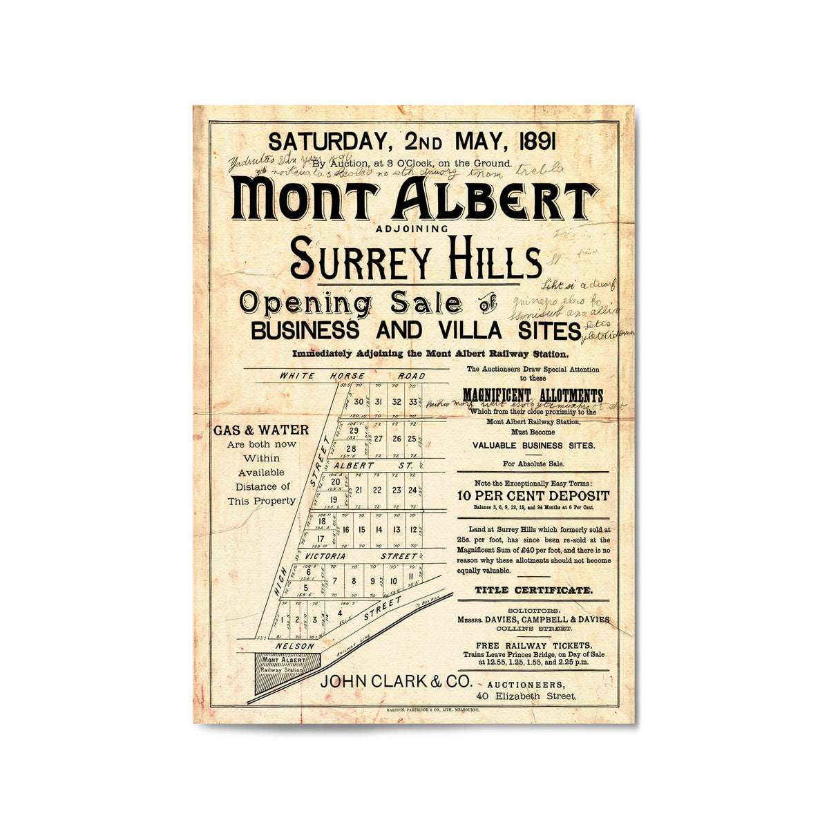 1891 Vintage Map of Mont Albert, Victoria Australia – Vintage Maps