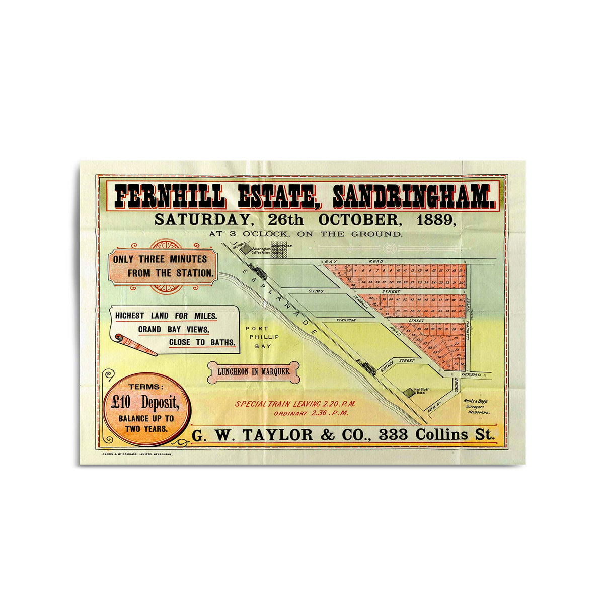 1889 Vintage Map of Sandringham, Victoria Australia – Vintage Maps