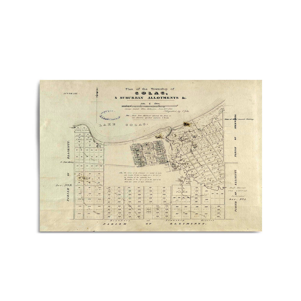 1855 Vintage Map of Colac, Victoria Australia – Vintage Maps