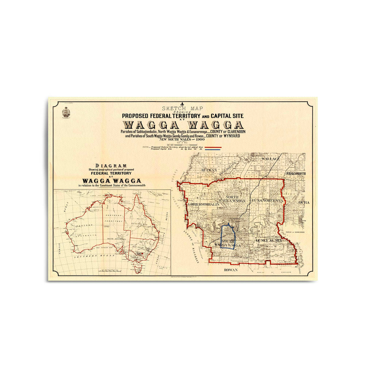 1900 Vintage Map of Wagga Wagga, New South Wales – Vintage Maps