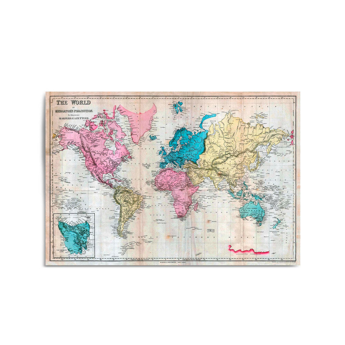 1855 Vintage Map of The World – Vintage Maps