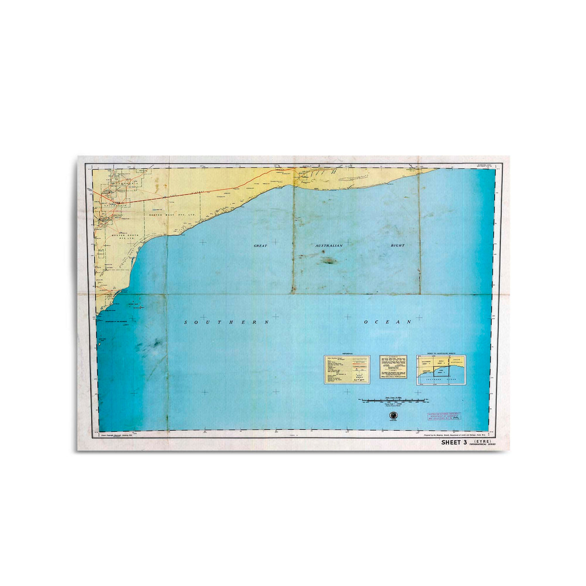 1955 Map of Western Great Australian Bight, Western Australia – Vintage ...