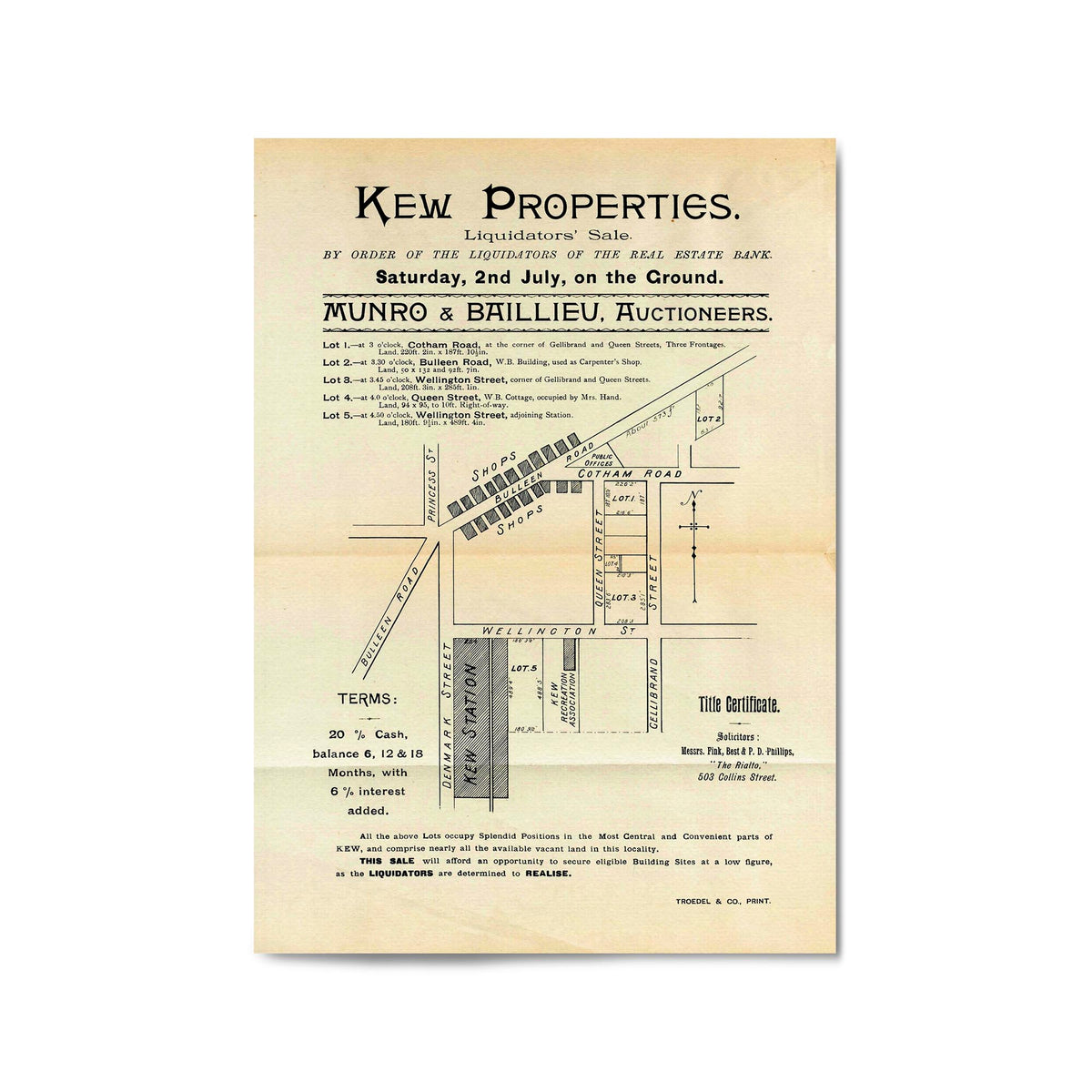 1887 Vintage Map of Kew, Victoria Australia – Vintage Maps