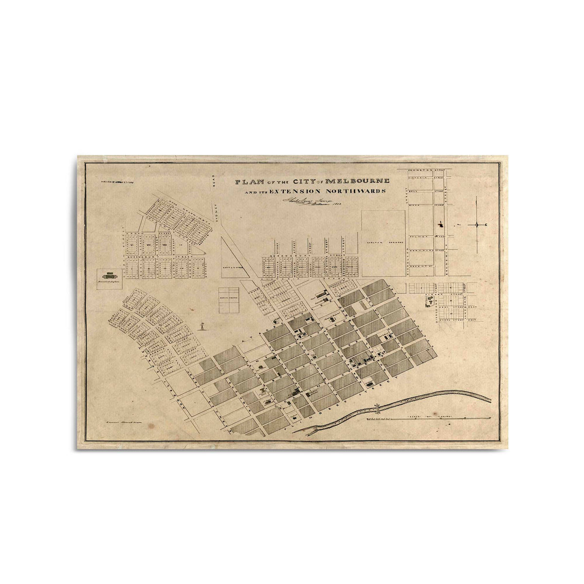 1852 Vintage Map of Melbourne, Victoria – Vintage Maps
