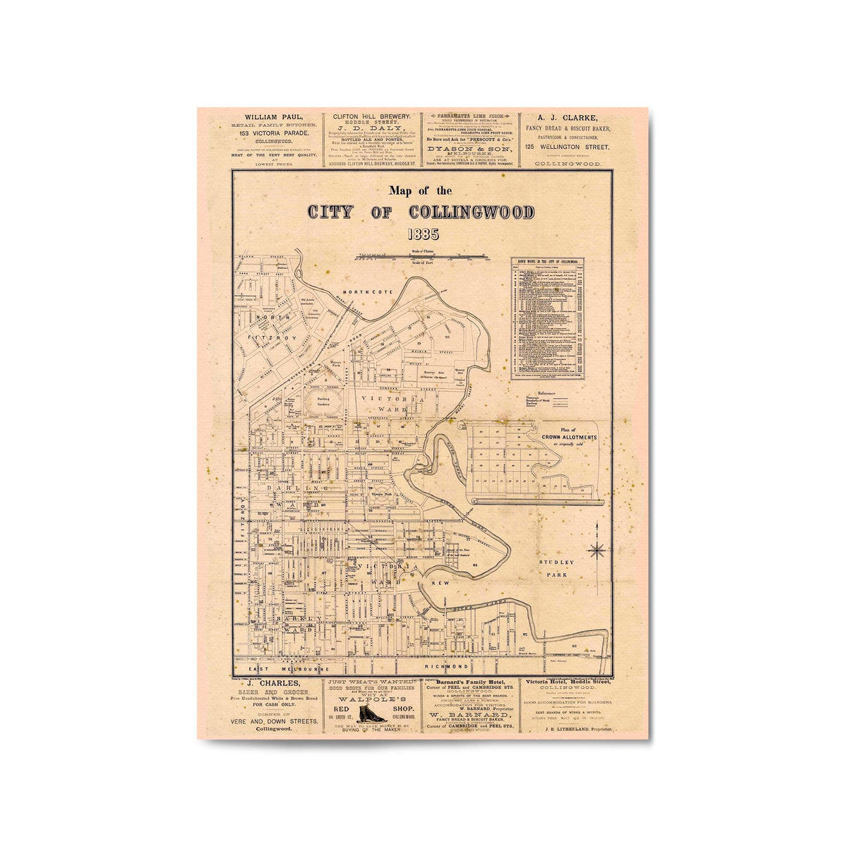 1885 Vintage Map of Collingwood, Victoria – Vintage Maps