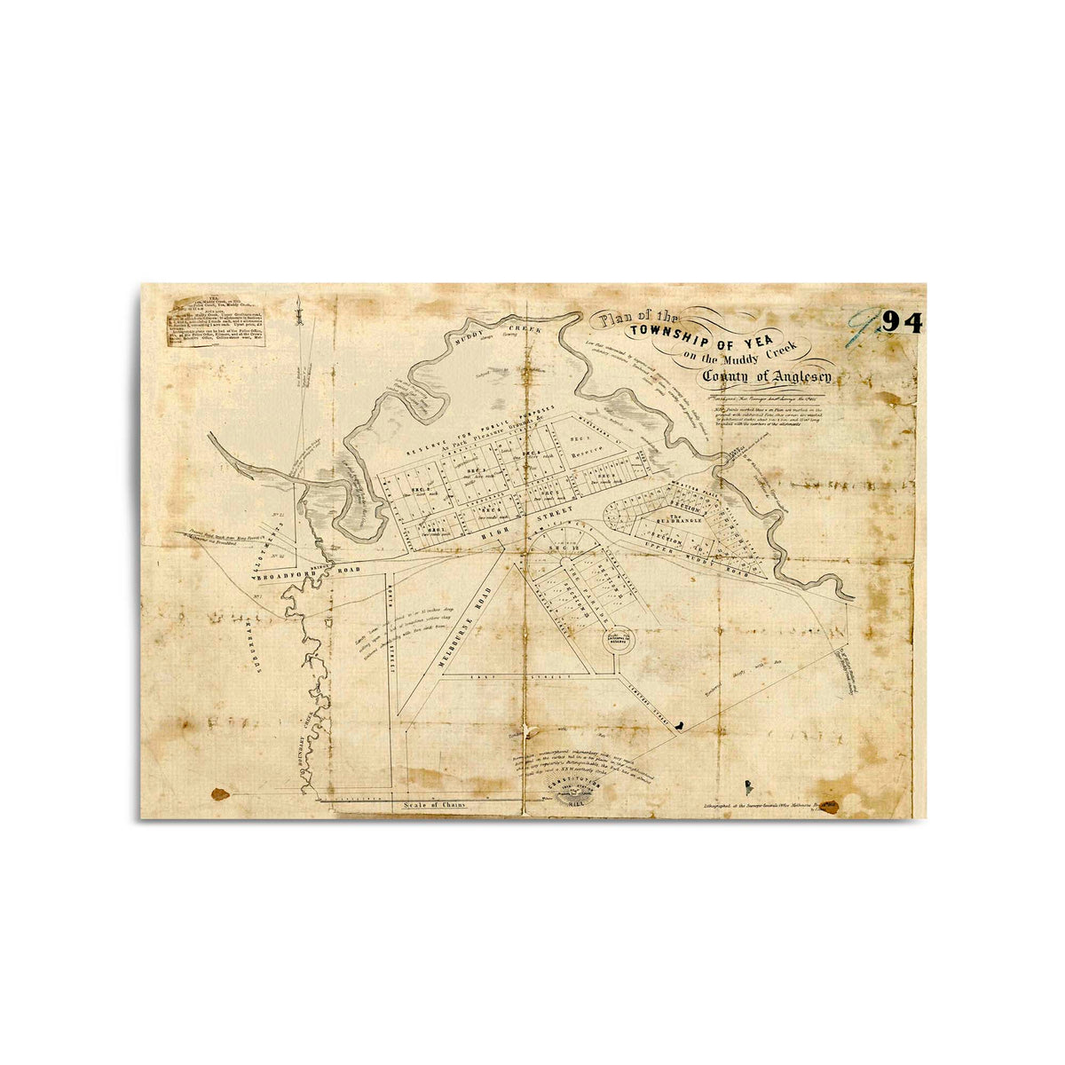1855 Vintage Map of Yea, Victoria Australia – Vintage Maps