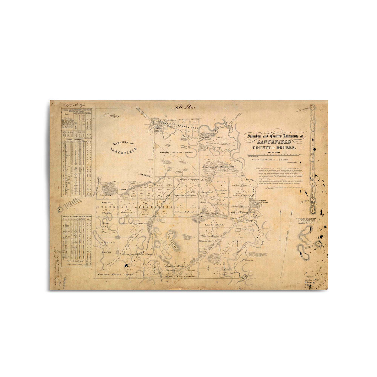 1855 Vintage Map of Lancefield, Victoria Australia – Vintage Maps