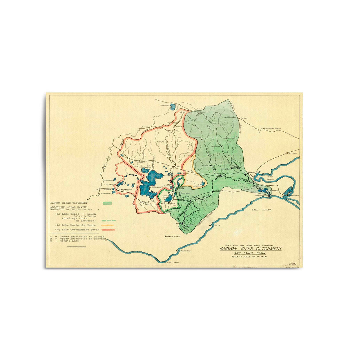 1854 Map of Barwon River Catchment Area – Vintage Maps
