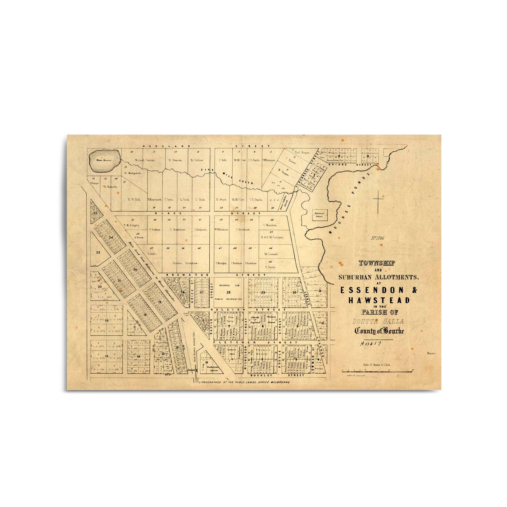 1856 Vintage Map of Essendon, Victoria Australia – Vintage Maps