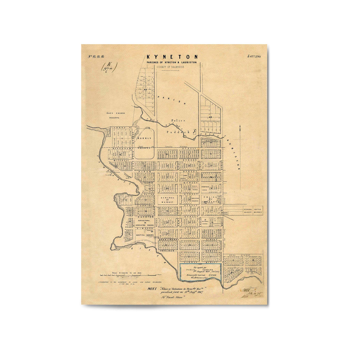 1862 Vintage Map of Kyneton, Victoria – Vintage Maps