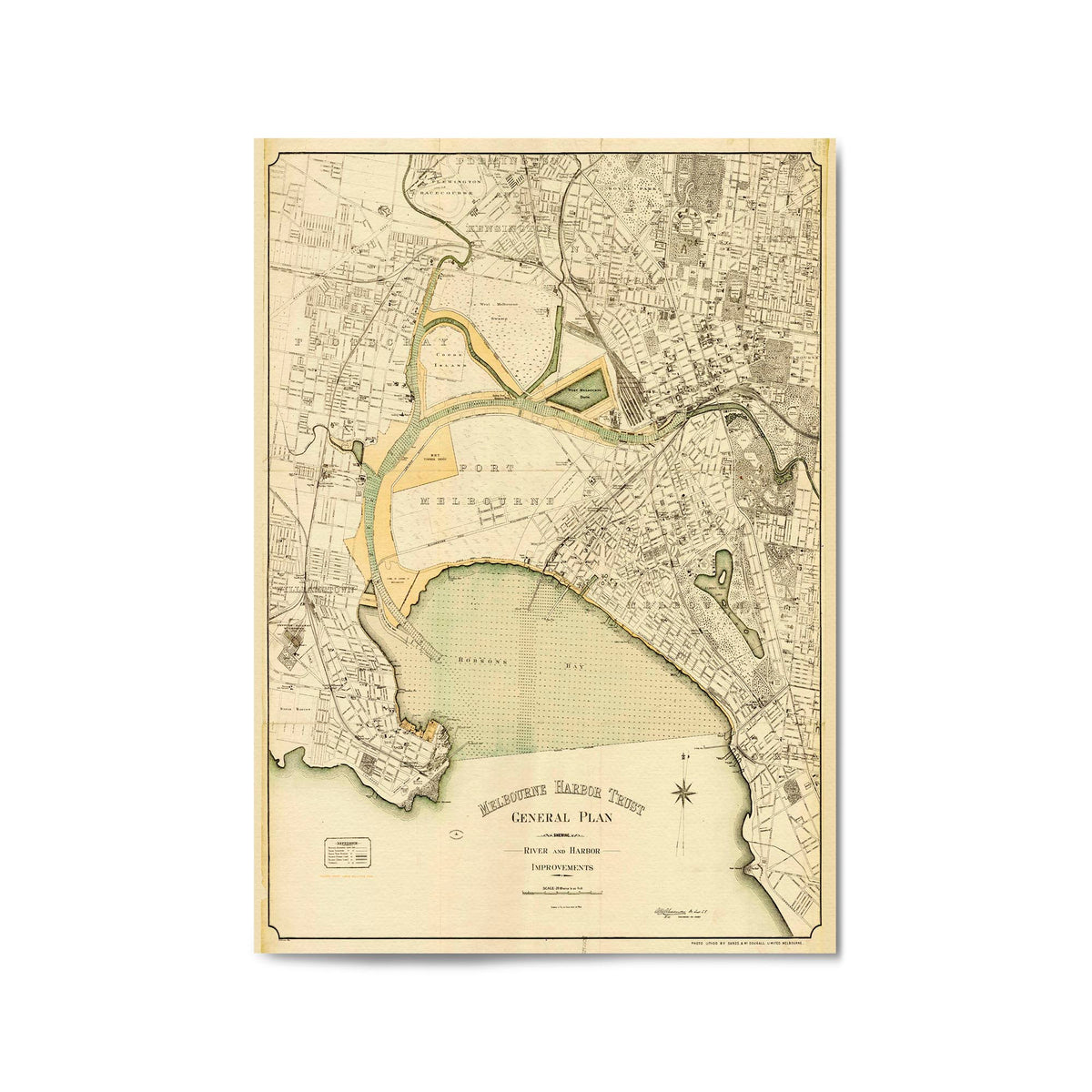 1893 Melbourne Harbor Trust Map of Melbourne and Suburbs – Vintage Maps