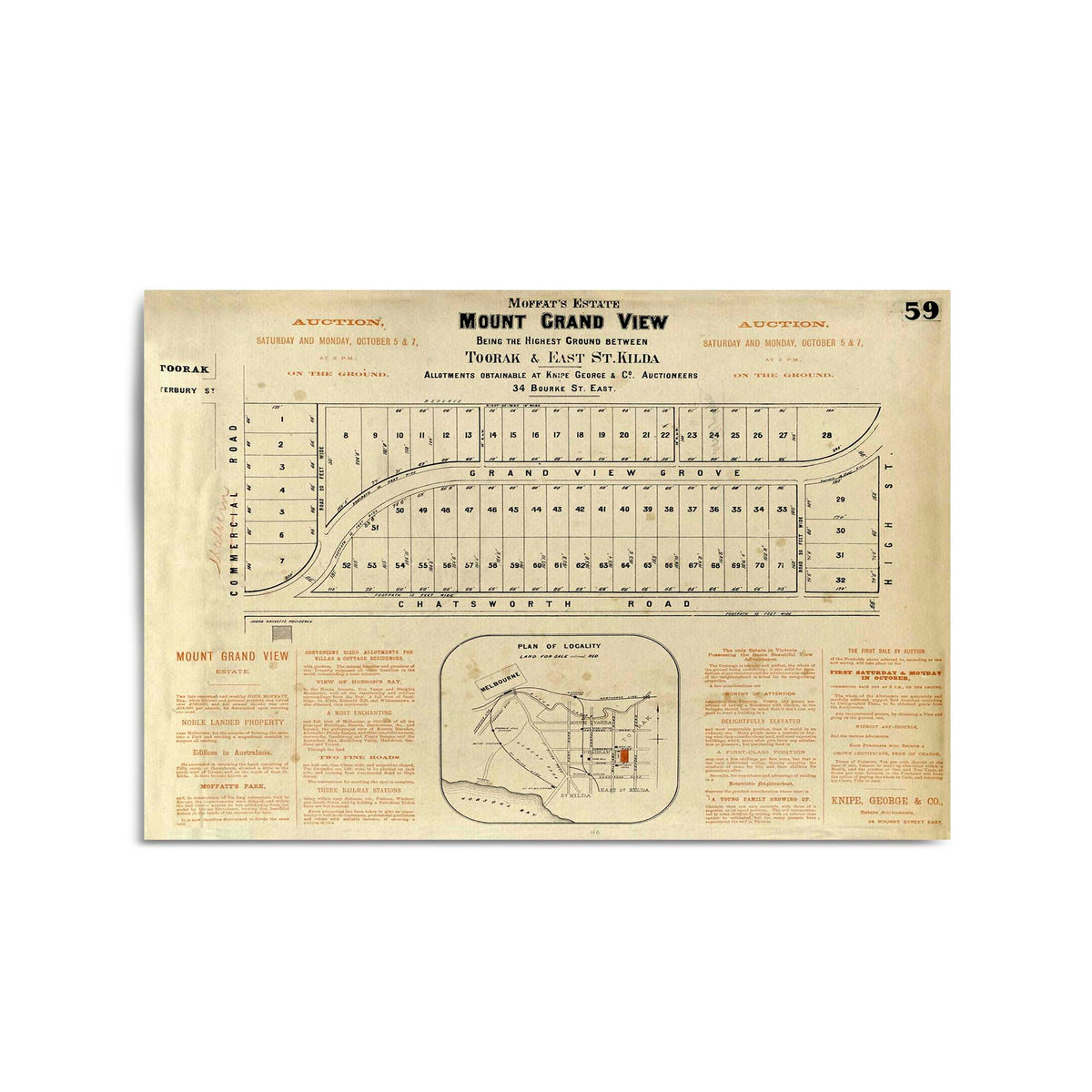 1870's Vintage Map of Prahran, Victoria Australia – Vintage Maps