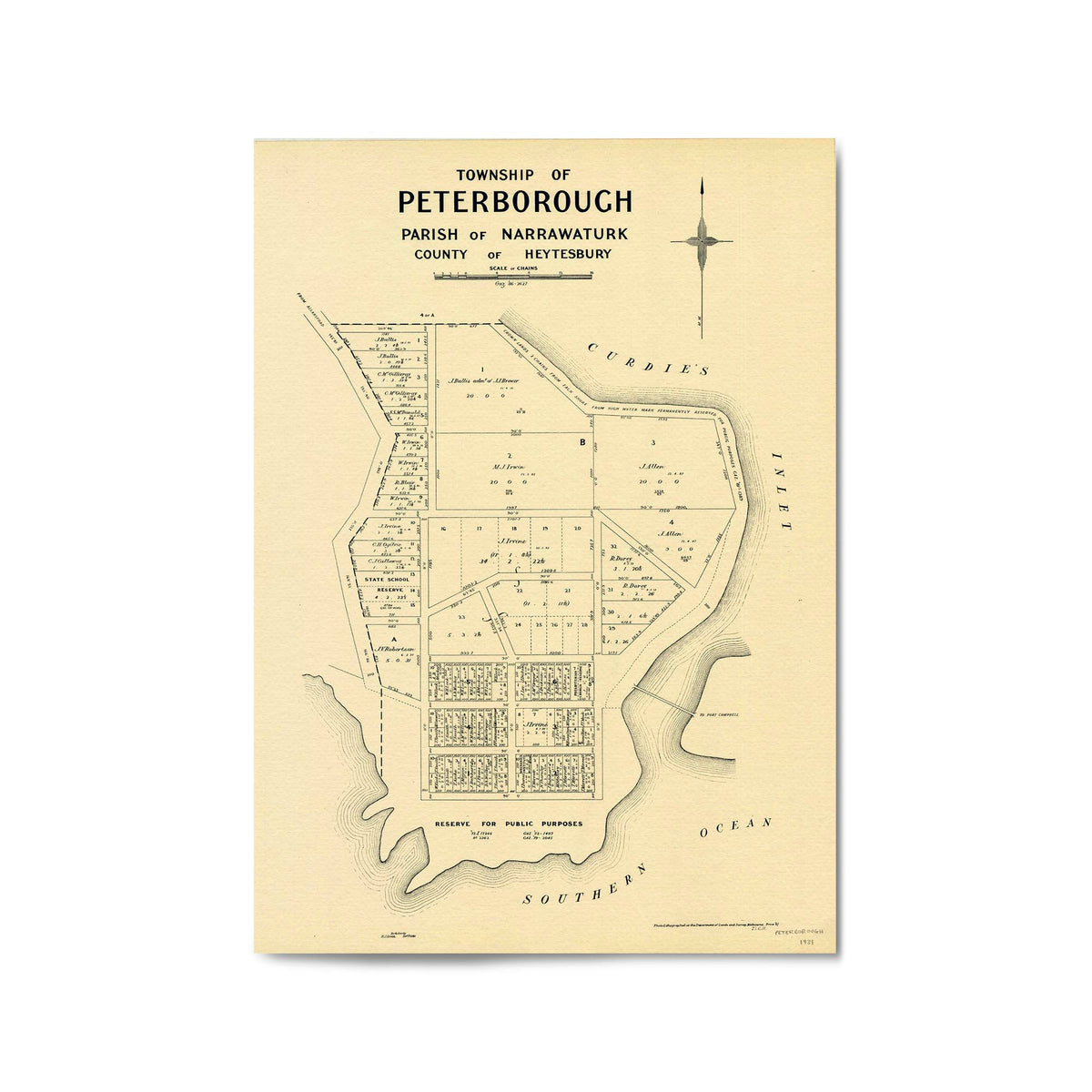 1931 Vintage Map of Peterborough, Victoria Australia – Vintage Maps