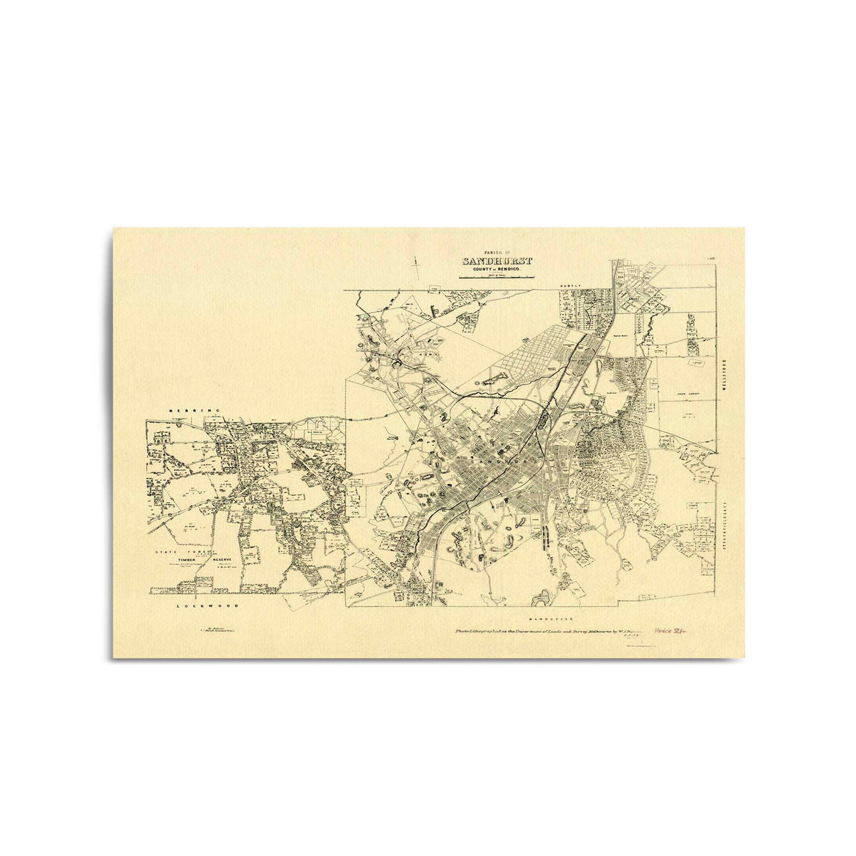 1924 Map of Parish of Sandhurst (Bendigo) – Vintage Maps