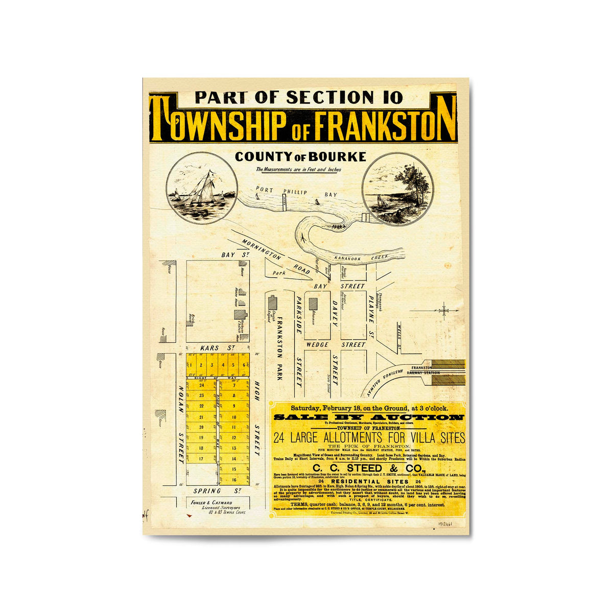 1888 Vintage Map of Frankston, Victoria Australia – Vintage Maps