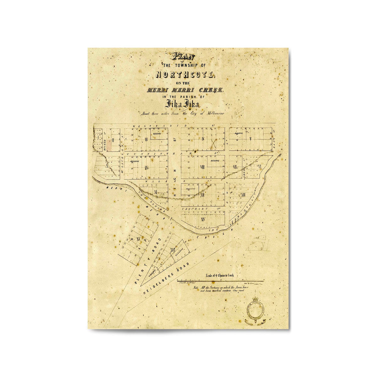 1855 Vintage Map of Northcote, Victoria Australia – Vintage Maps