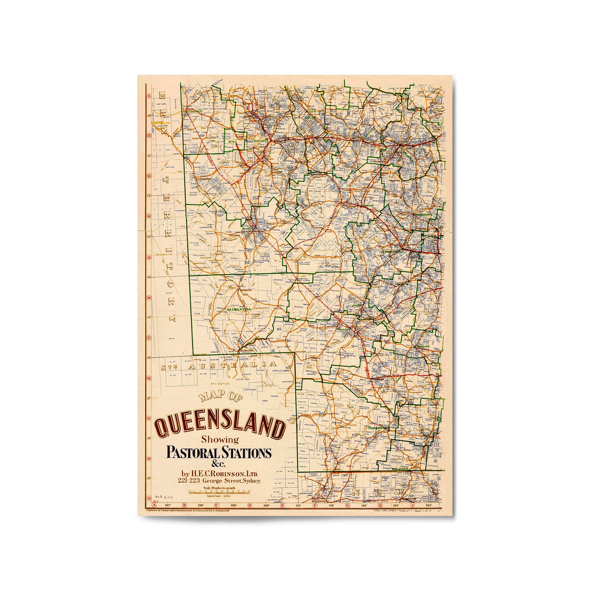 1933 Map of South-West Queensland – Vintage Maps