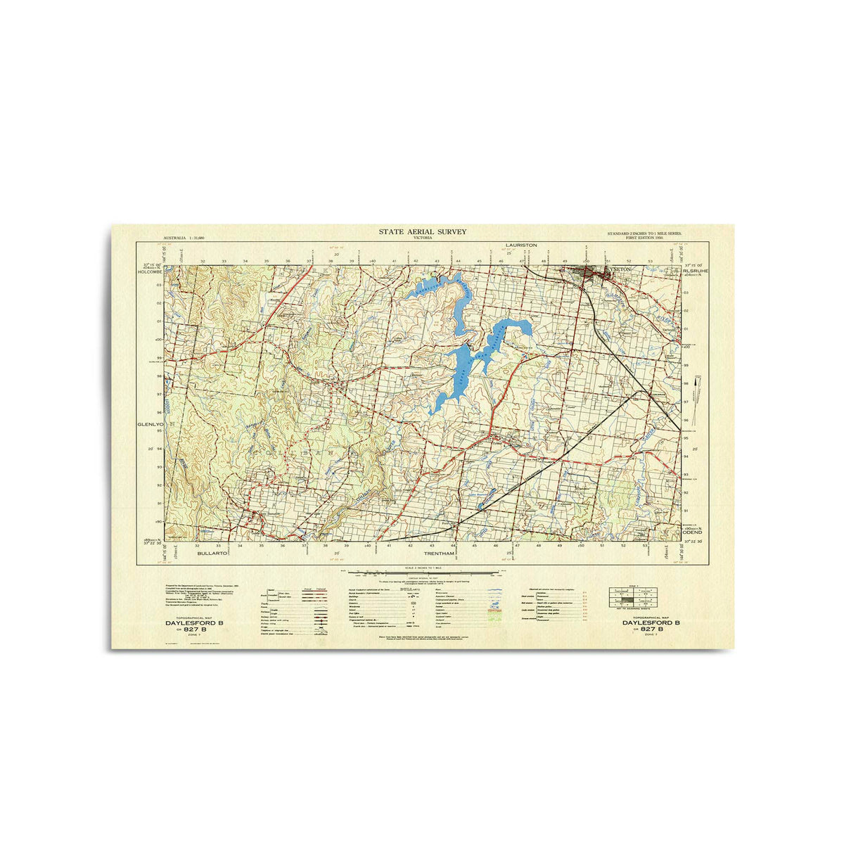 1950 Map of Kyneton & Surrounds, Victoria Australia – Vintage Maps