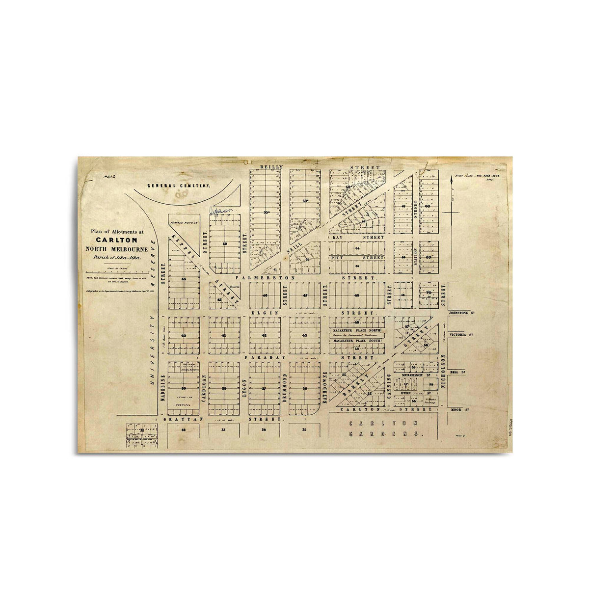 1863 Vintage Map of Carlton, Victoria Australia – Vintage Maps