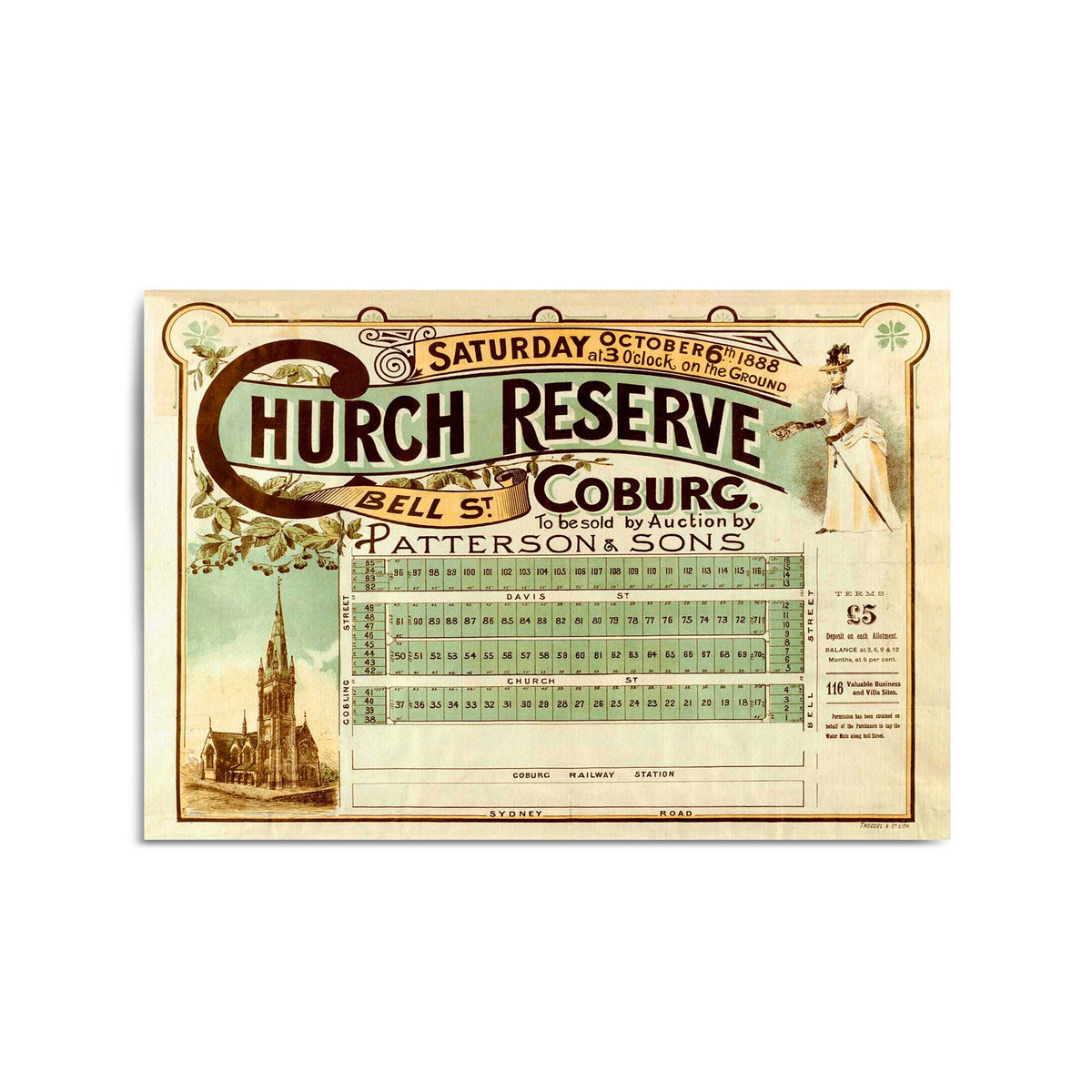 1888 Vintage Map of Coburg, Victoria Australia – Vintage Maps