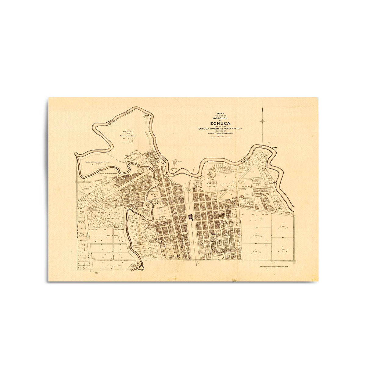 1940 Vintage Map of Echuca, Victoria Australia – Vintage Maps