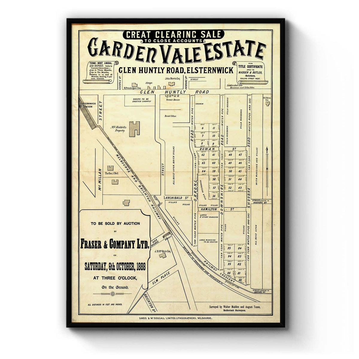 Elsternwick, Victoria Australia Vintage Map #7 (1888) – Vintage Maps