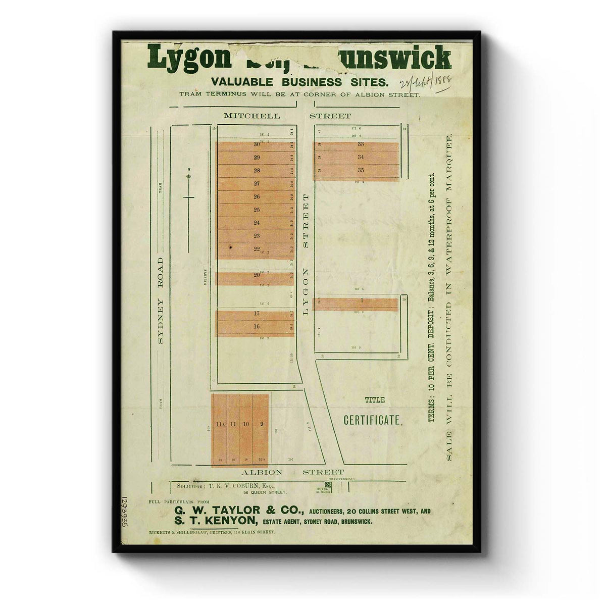 Brunswick, Victoria Australia Vintage Map #11 (1888) – Vintage Maps