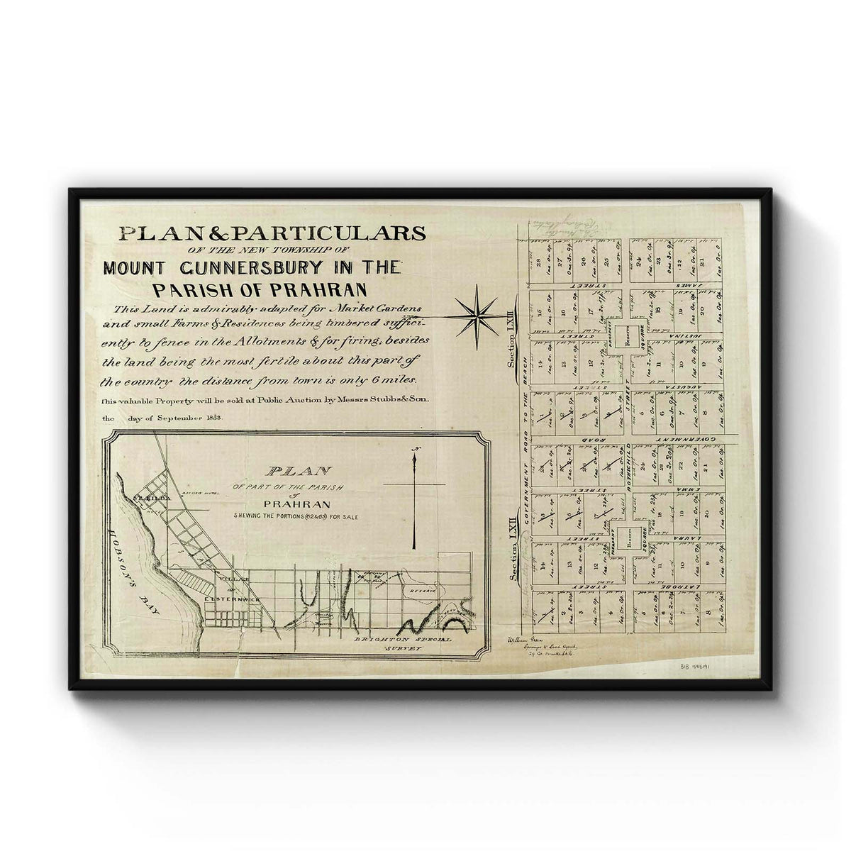 Prahran, Victoria Australia Vintage Map #3 (1853) – Vintage Maps