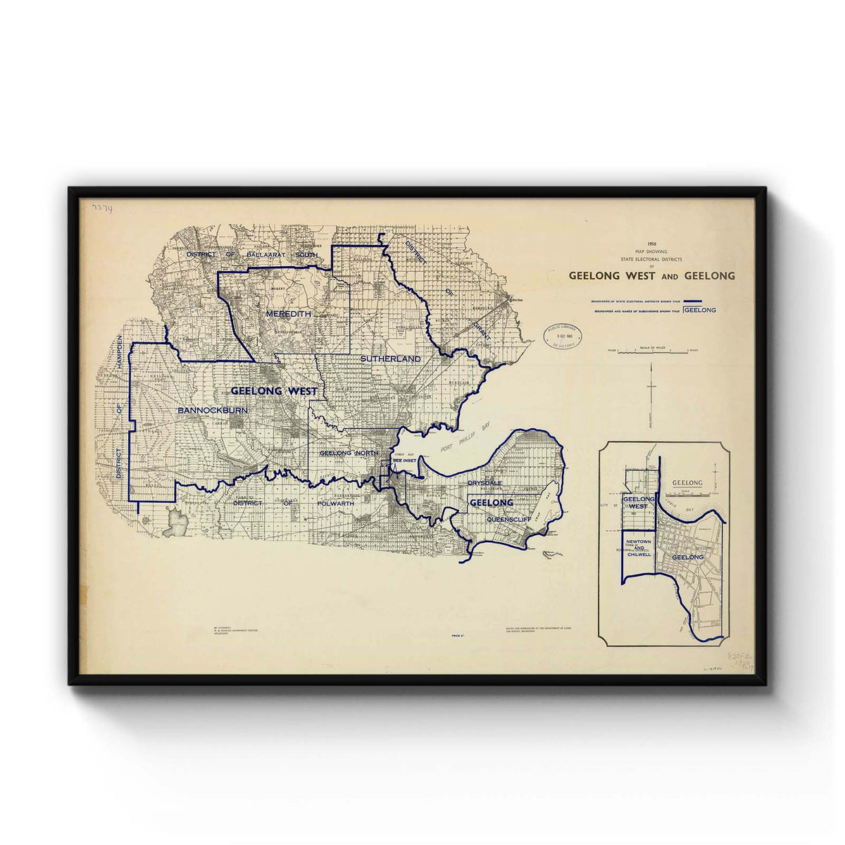Map of Electoral Districts of Geelong West and Geelong (1956) – Vintage ...