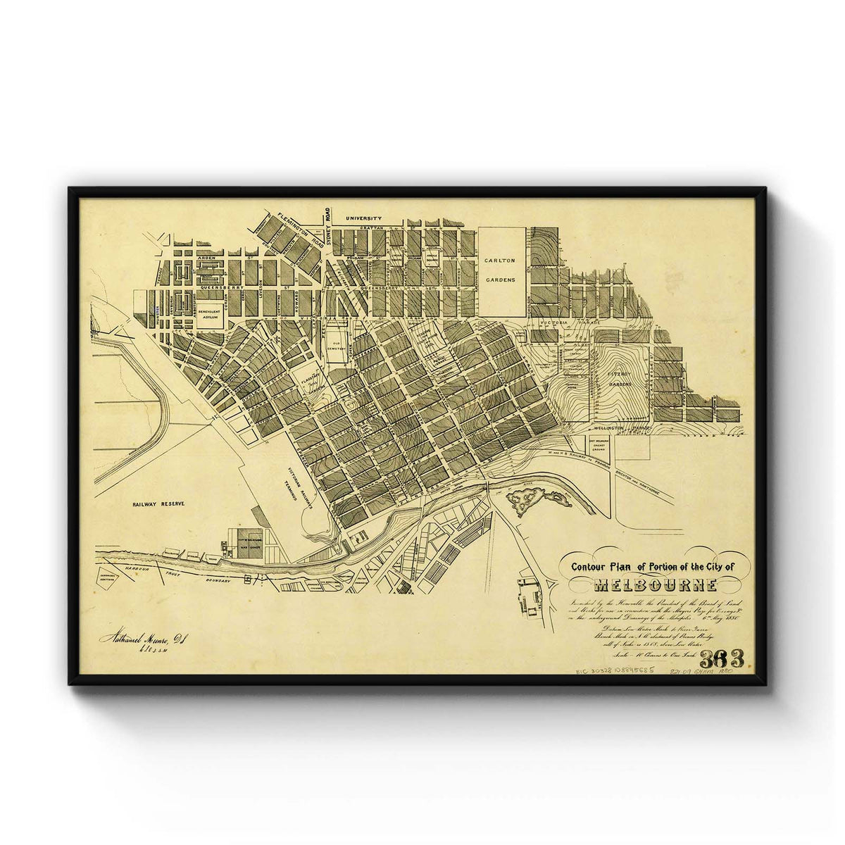 Contour Plan of City of Melbourne (1880) – Vintage Maps
