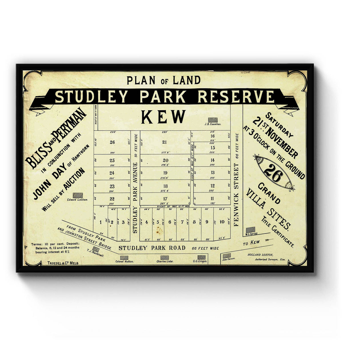 Kew, Victoria Australia Vintage Map #68 (1885?) – Vintage Maps