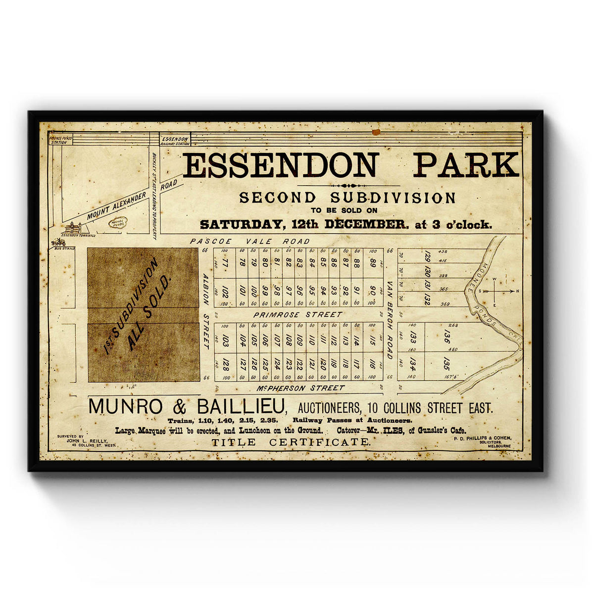 Essendon, Victoria Australia Vintage Map #18 (1885?) – Vintage Maps