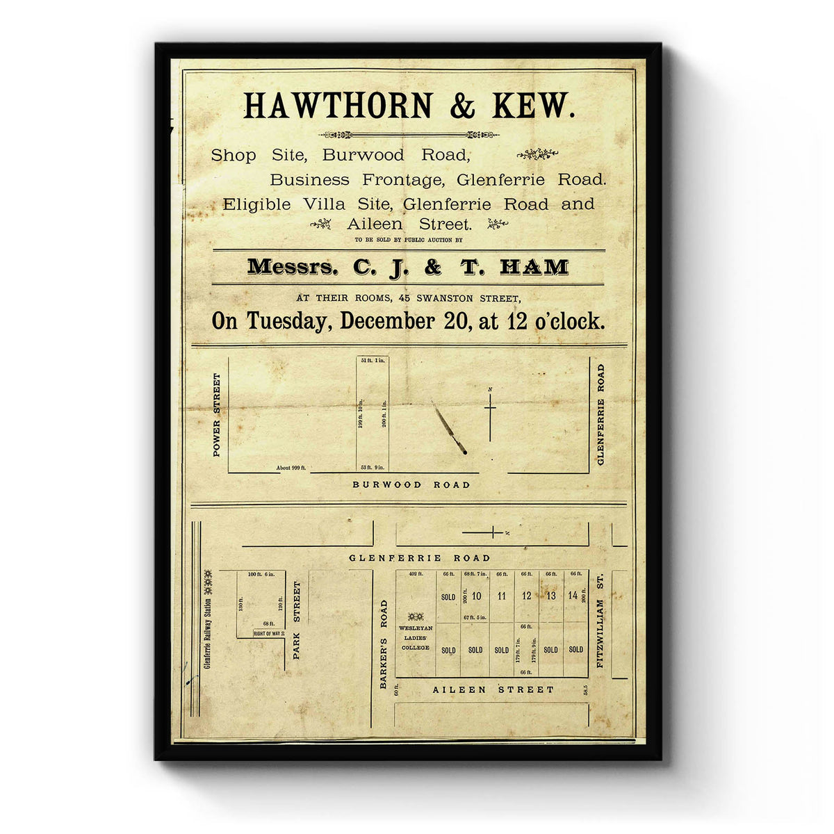 Kew, Victoria Australia Vintage Map #46 (1887?) – Vintage Maps