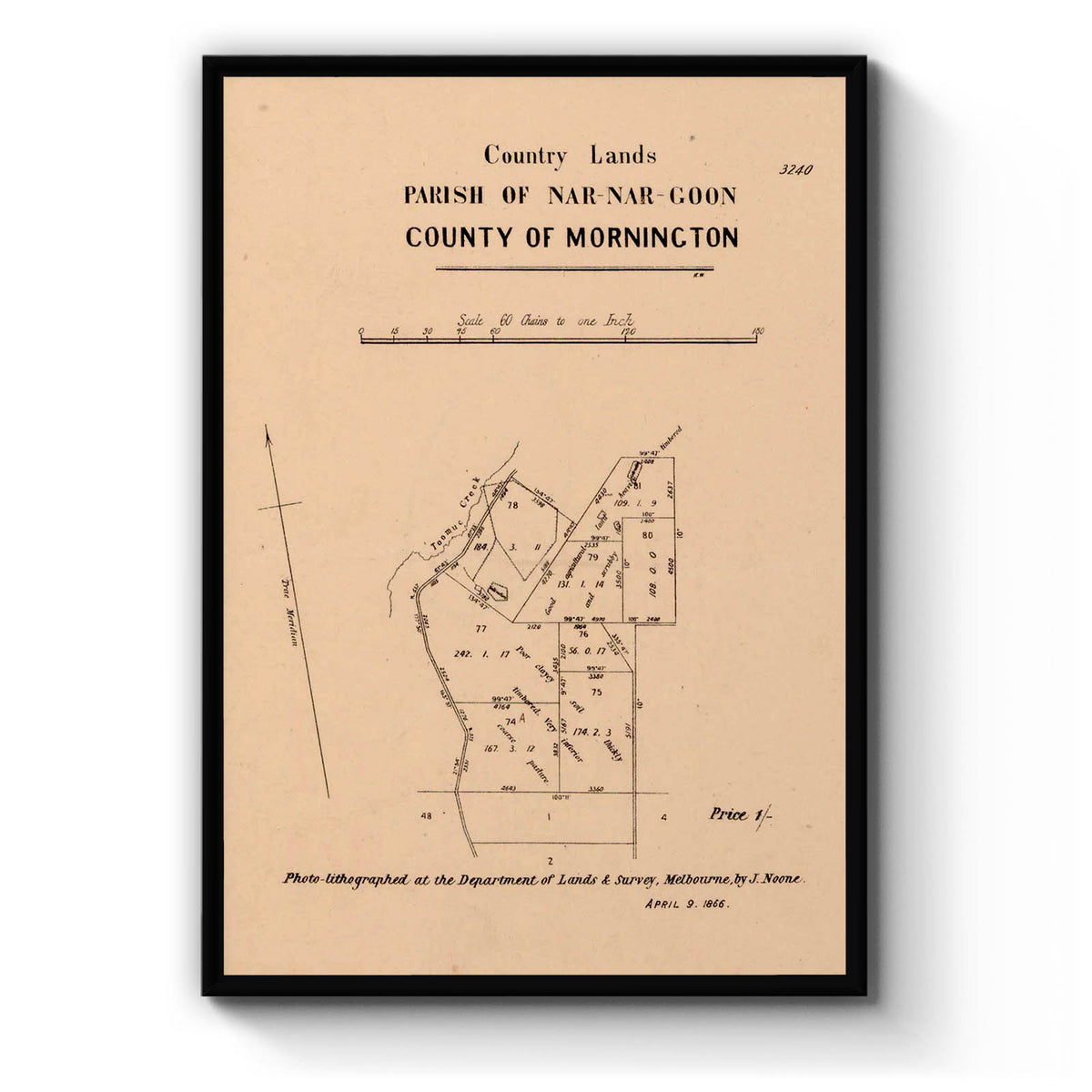Nar Nar Goon, Victoria Australia Vintage Map #4 (1866) – Vintage Maps