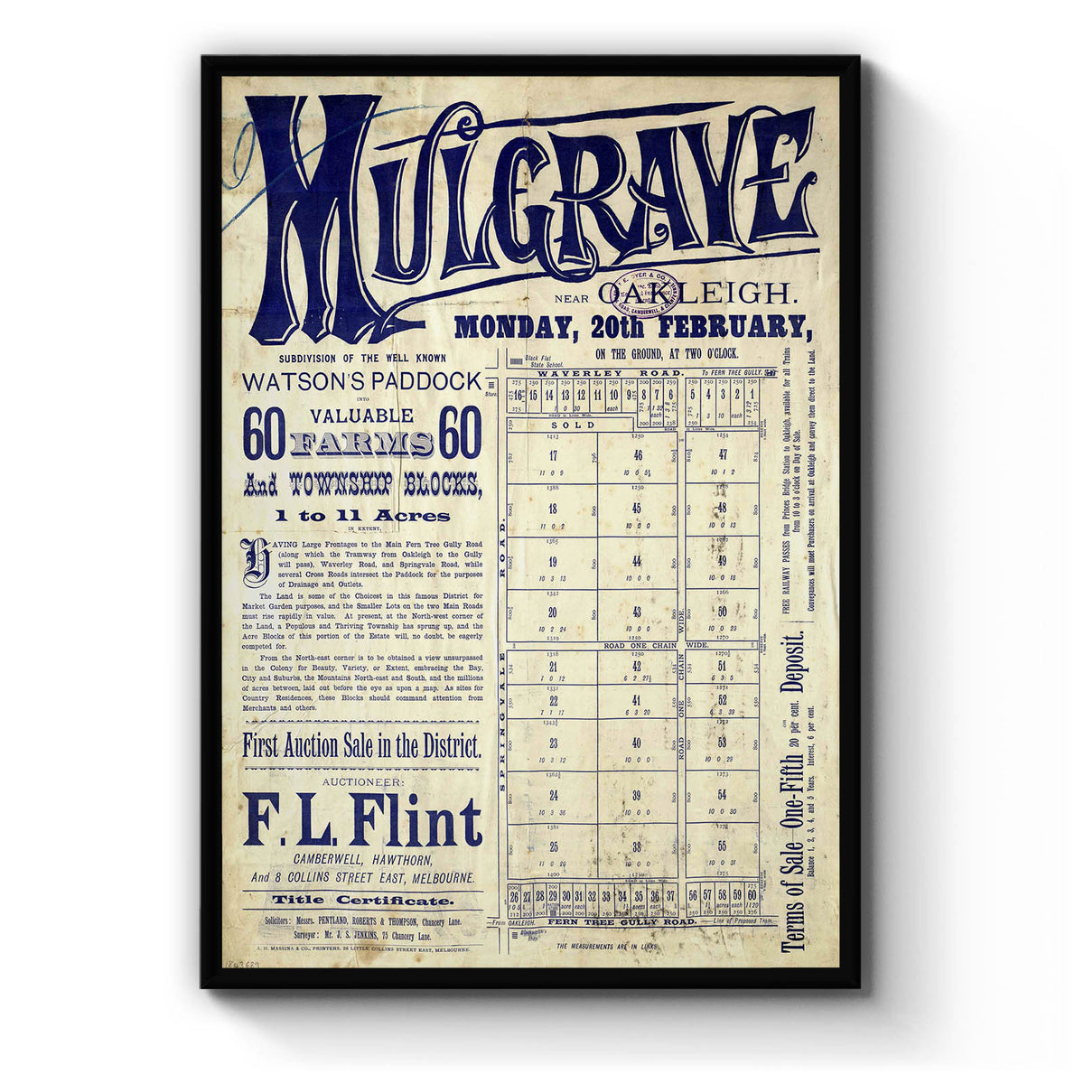 Mulgrave, Victoria Australia Vintage Map #1 (1882?) – Vintage Maps