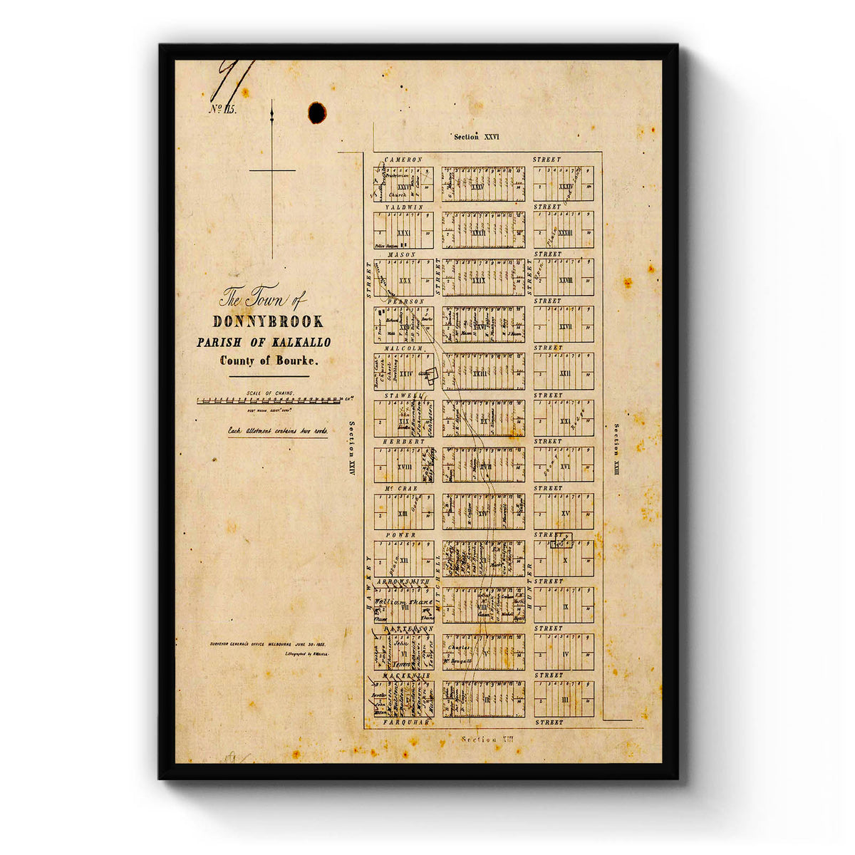 Donnybrook, Victoria Australia Vintage Map #2 (1855) – Vintage Maps
