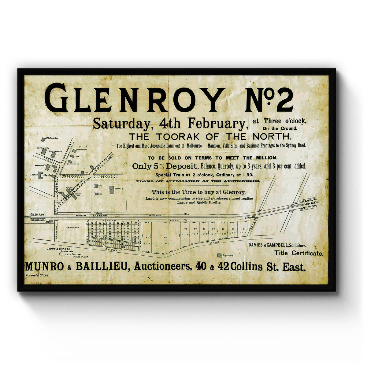 Glenroy, Victoria Australia Vintage Map #2 (1888?) – Vintage Maps