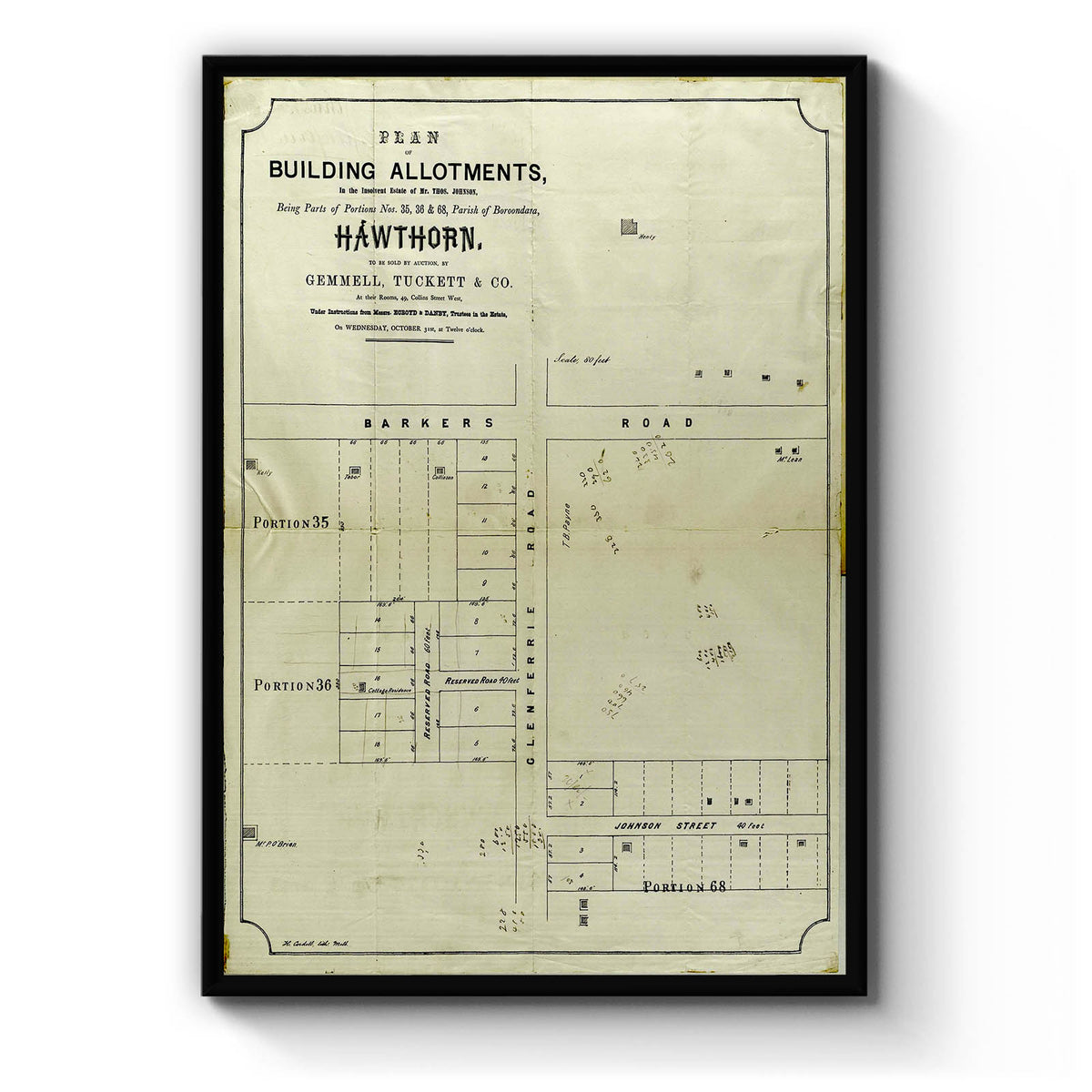 Hawthorn, Victoria Australia Vintage Map #264 (1883?) – Vintage Maps