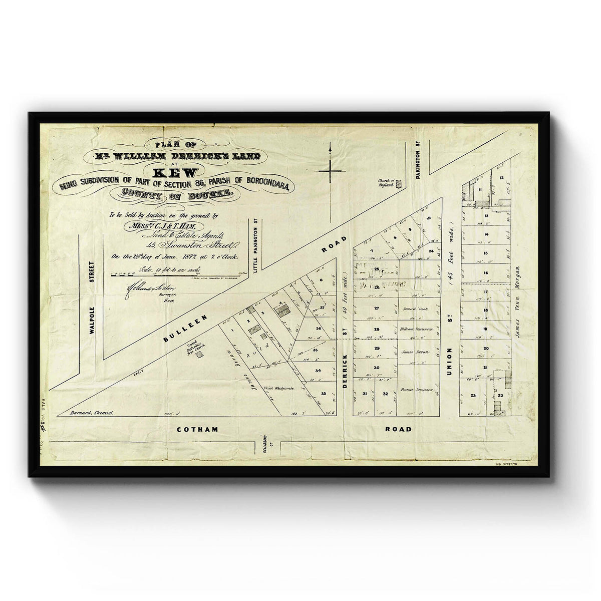 Kew, Victoria Australia Vintage Map #106 (1876) – Vintage Maps