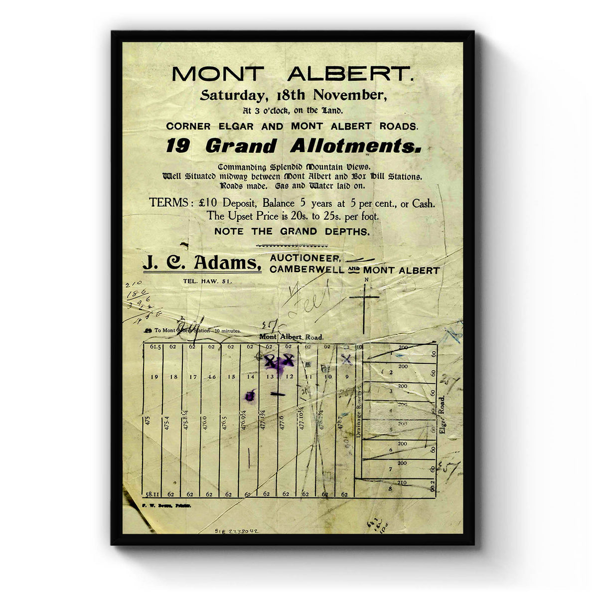 Mont Albert, Victoria Australia Vintage Map #9 (1860?) – Vintage Maps