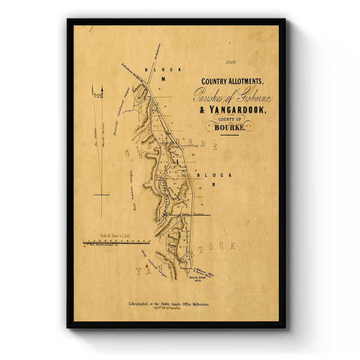 Gisborne, Victoria Australia Vintage Map #1 (1858) – Vintage Maps