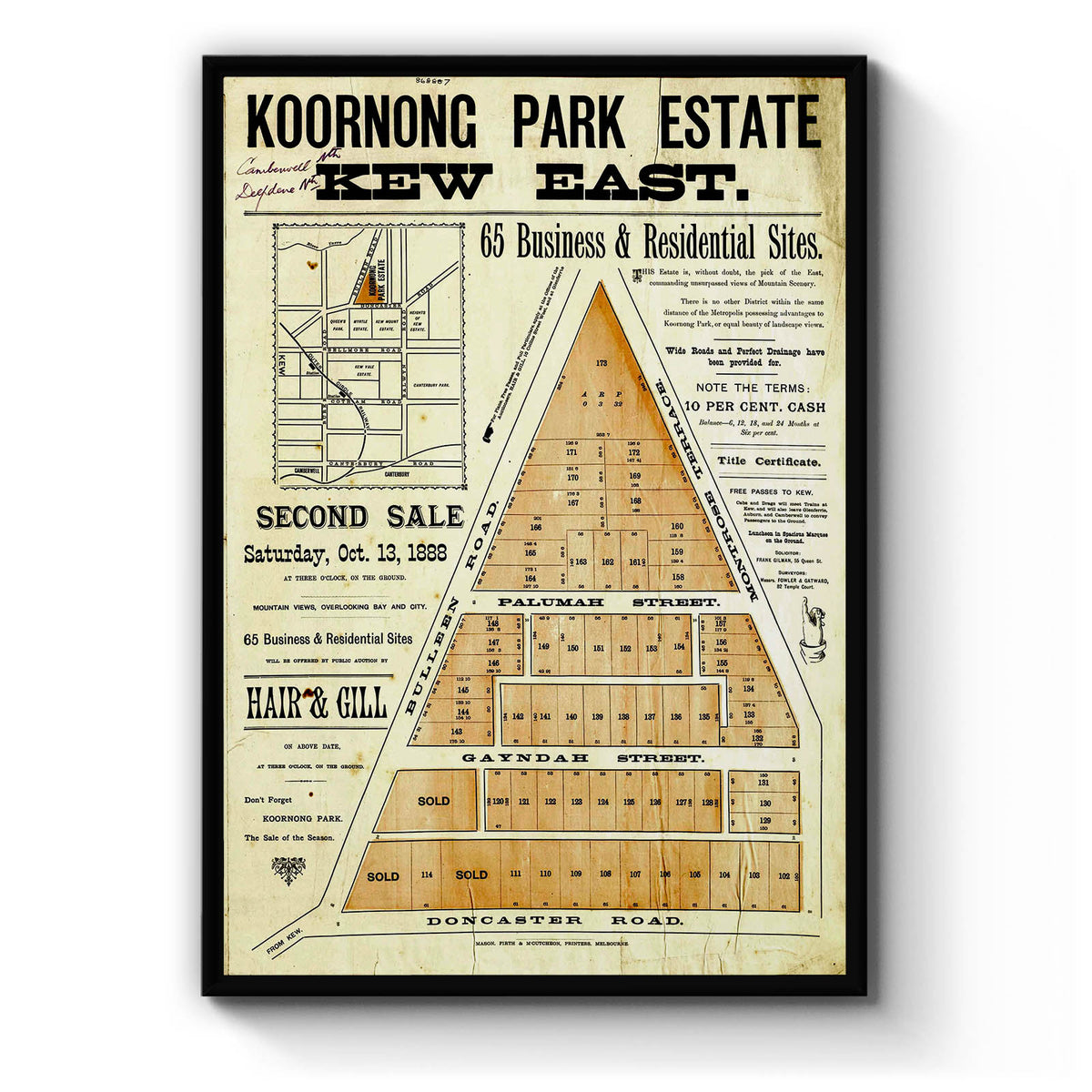 Kew, Victoria Australia Vintage Map #30 (1888) – Vintage Maps