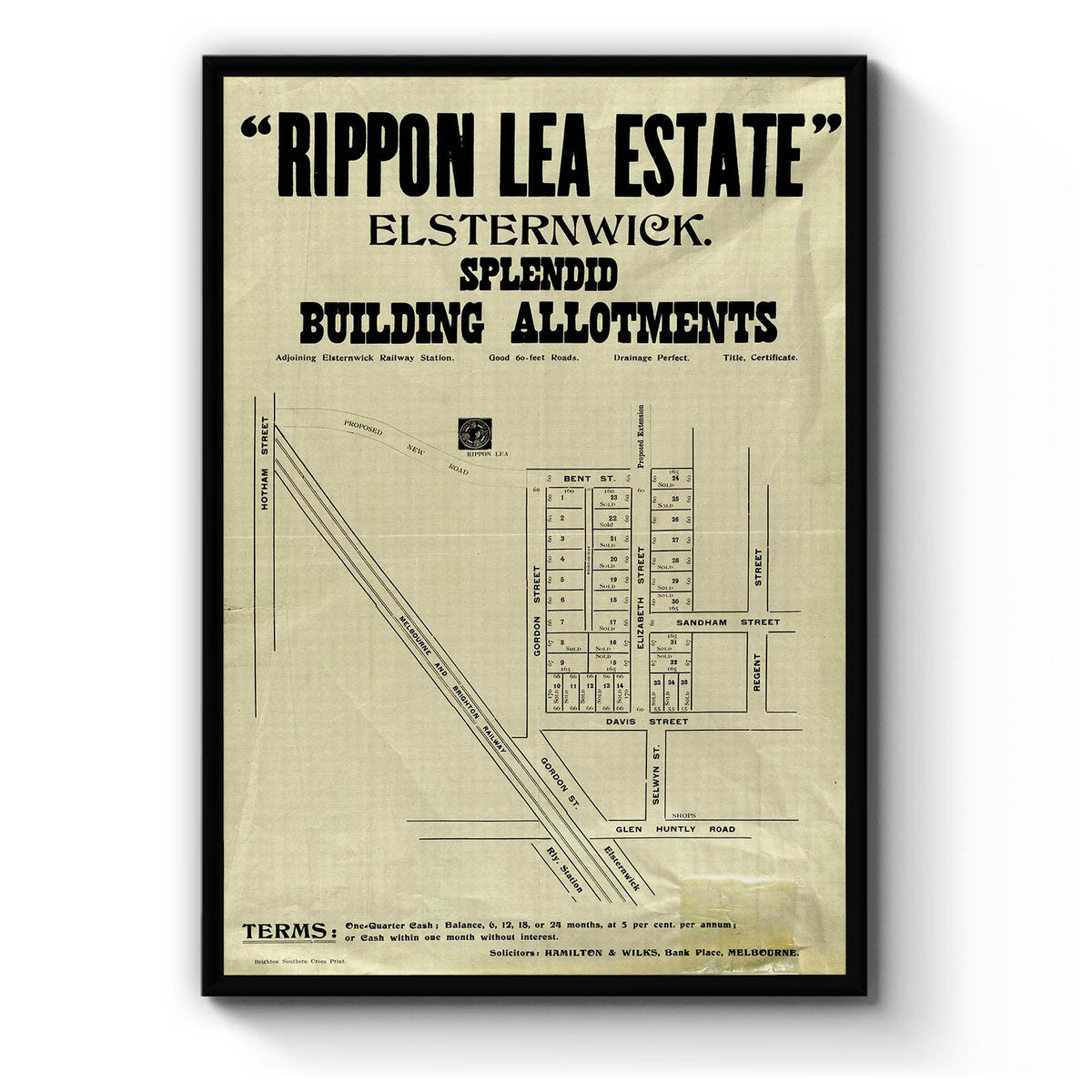 Elsternwick, Victoria Australia Vintage Map #27 (188-?) – Vintage Maps